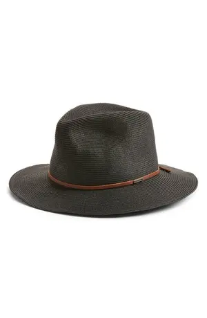 Brixton Brixton Wesley Packable Straw Fedora Black/brown