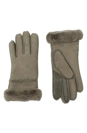 UGG Seamed Touchscreen Compatible Shearling Gloves - Anchor Grey