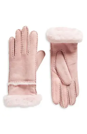 UGG UGG(r) Seamed Touchscreen Compatible Shearling Gloves Apple Blossom