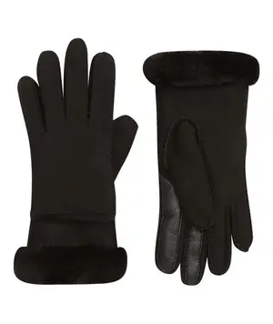 UGG Seamed Touchscreen Compatible Shearling Gloves - Black