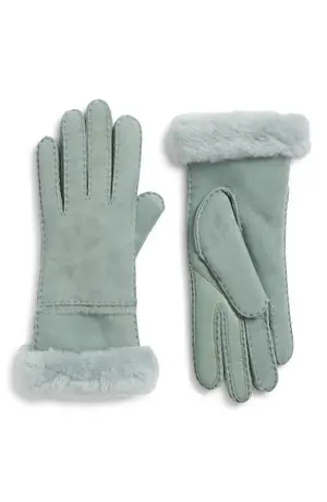 UGG UGG(r) Seamed Touchscreen Compatible Shearling Gloves Grey Mist