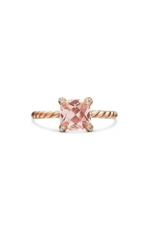 David Yurman Chatelaine Ring With Morganite And Diamonds - Rose Gold/diamond/morganite
