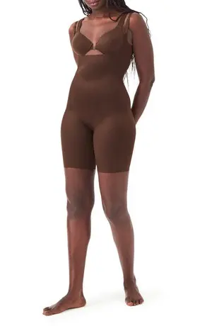 Spanx Spanx Invisible Open-Bust Mid-Thigh Bodysuit Chestnut Brown