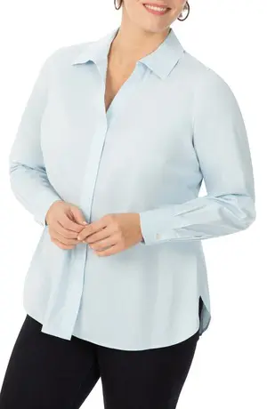 Foxcroft Kylie Non-Iron Button-Up Shirt Blue Whisper