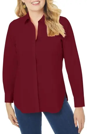 Foxcroft Kylie Non-Iron Button-Up Shirt Deep Garnet