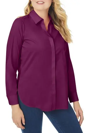 Foxcroft Kylie Non-Iron Button-Up Shirt Spiced Plum