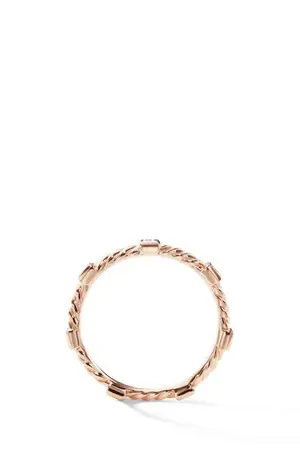 David Yurman Cable Collectibles® Stations Stack Ring In 18k Yellow Gold With Diamonds - Rose Gold/diamond