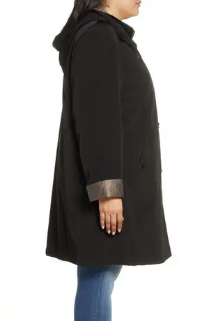 Gallery Hooded Raincoat With Removable Liner - Black