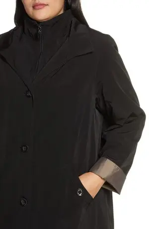 Gallery Hooded Raincoat With Removable Liner - Black