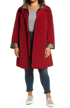 Gallery Hooded Raincoat With Removable Liner - Merlot
