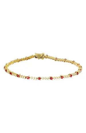 Bony Levy El Mar Diamond Tennis Bracelet (nordstrom Exclusive) 18k Yellow Gold/red Ruby