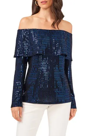 Chaus Print Off The Shoulder Jersey Top - Black/multi
