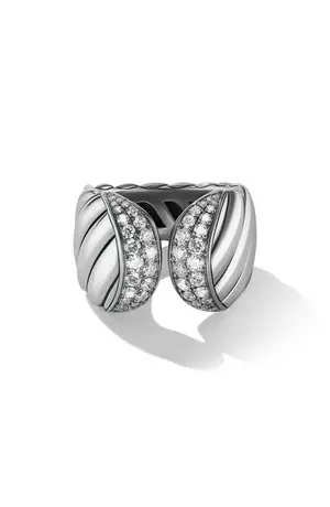 David Yurman David Yurman Sculpted Cable Diamond Ring Sterling Silver