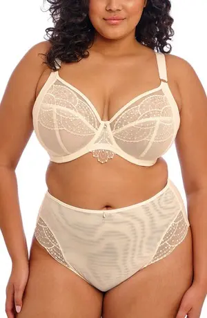 Elomi Priya Full Figure Underwire Plunge Bra - Vanilla