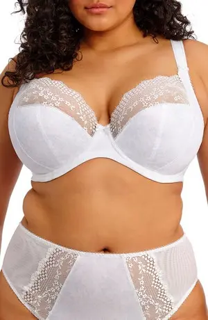 Elomi Lucie Full Figure Underwire Plunge Bra - White