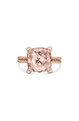 David Yurman Châtelaine® Ring In 18k Rose Gold With Morganite And Diamonds - Rose Gold/diamond/morganite