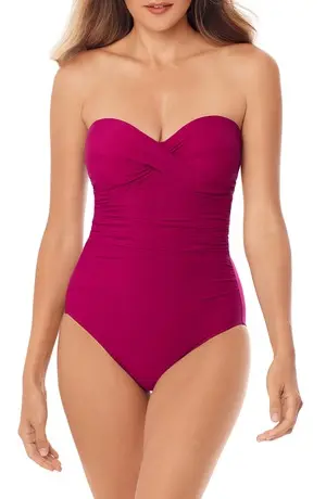 Miraclesuit Miraclesuit® Rock Solid Madrid Bandeau One-Piece Swimsuit Framboise Pink