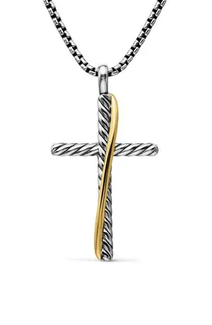 David Yurman Crossover Cross Pendant Necklace - Silver/gold
