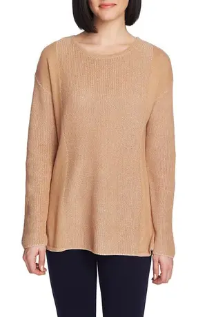 Chaus Mixed Gauge Pullover Sweater - Light French Truf