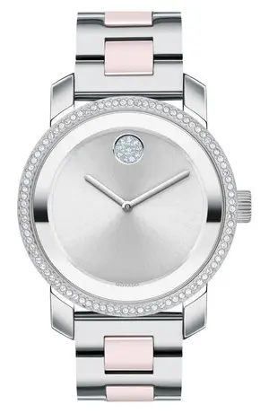 Movado Bold Iconic Mixed Material Bracelet Watch - Silver