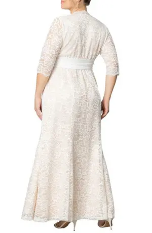 KIYONNA Amour Lace Gown - Ivory Lace/ Nude Lining