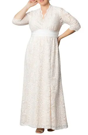 KIYONNA Amour Lace Gown - Ivory Lace/ Nude Lining