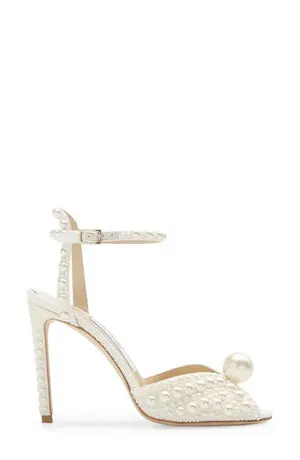JIMMY CHOO Sacora Embellished Sandal - White/white