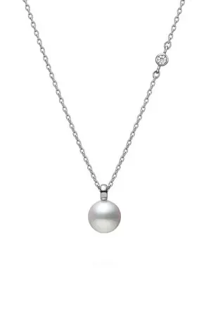 Mikimoto Cultured Pearl And Diamond Pendant Necklace - 18kw
