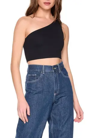 Susana Monaco One-shoulder Cropped Top - Black