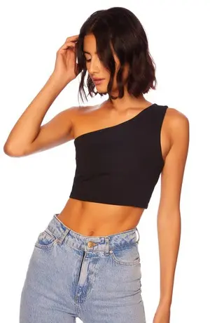 Susana Monaco One-shoulder Cropped Top - Black