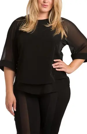 STANDARDS & PRACTICES Milla Sheer Skimmer Top - Black