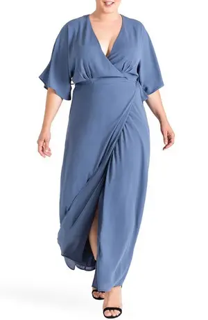 V-neck wrap maxi dress