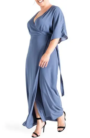 STANDARDS & PRACTICES Olivia Wrap Maxi Dress - Slate