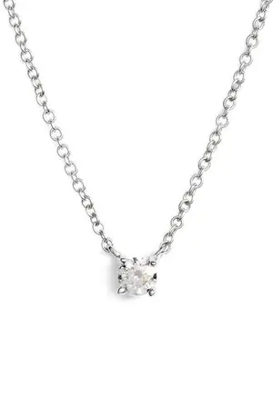 Bony Levy Petite Liora Diamond Solitaire Pendant Necklace - White