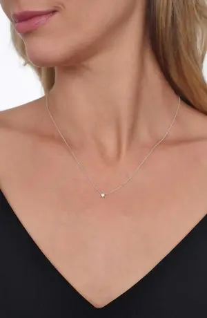 Bony Levy Petite Liora Diamond Solitaire Pendant Necklace - White