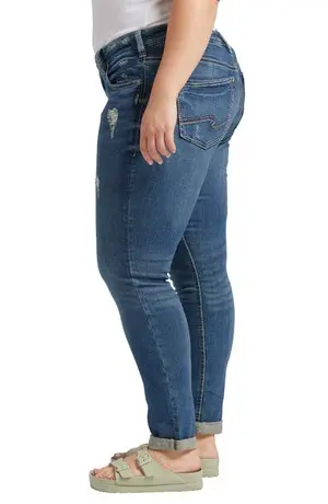 SILVER JEANS CO. Distressed Girlfriend Jeans
