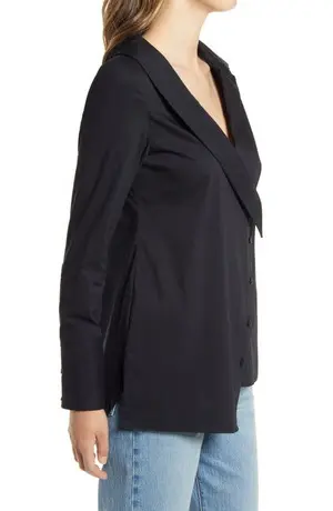 Halogen Asymmetric Button-up Blouse