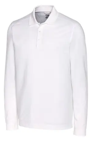 Cutter & Buck Advantage Tri-blend Long Sleeve Polo - White