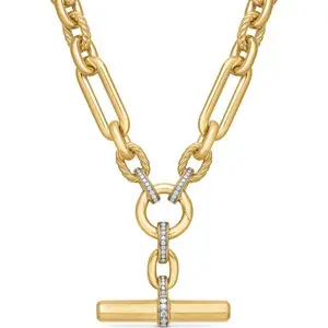 David Yurman Lexington Diamond Y Necklace - Diamond/ Yellow Gold