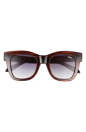 QUAY AUSTRALIA After Hours 50mm Square Sunglasses In Espresso Stripe/smk Gradient