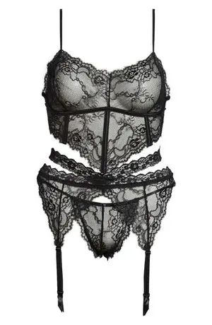 COQUETTE Lace Lingerie Set - Black