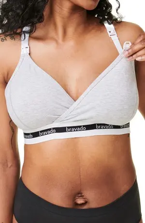 BRAVADO DESIGNS Original Organic Cotton Blend Maternity/nursing Bra Dove Heather