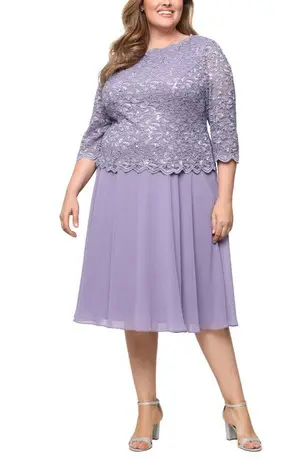 Alex Evenings Mock Two-piece Midi Dress - Heather
