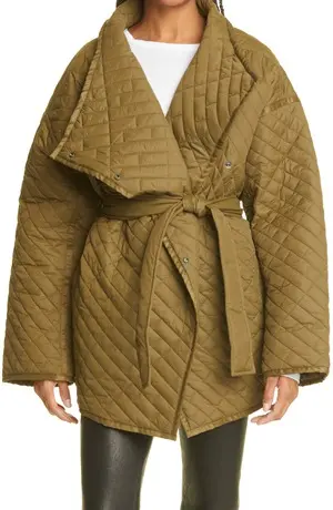 FRAME Quilted Drape Neck Jacket