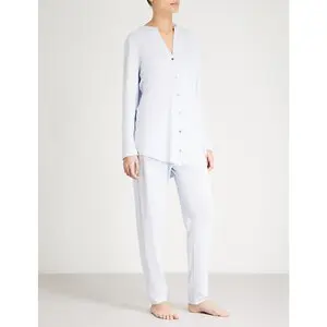 Hanro Pure Essence Cotton-jersey Pyjama Set - Blue Glow