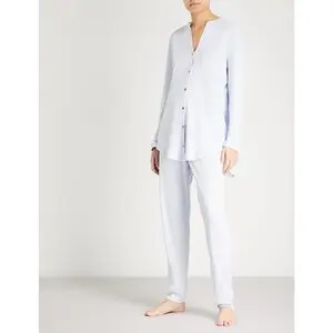 Hanro Pure Essence Cotton-jersey Pyjama Set - Blue Glow