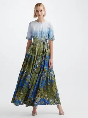 Oscar De La Renta Floral Field Maxi Dress