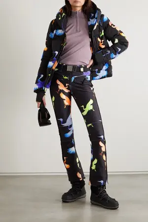 JETSET Julia Hooded Quilted Printed Ski Jacket - Black
