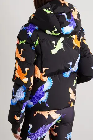 JETSET Julia Hooded Quilted Printed Ski Jacket - Black