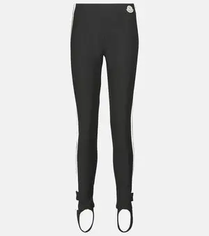 Moncler Mid-rise Jersey Stirrup Leggings - Black